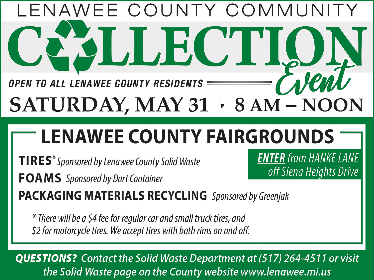 Lenawee County sets collection event for tires and shipping supplies ...